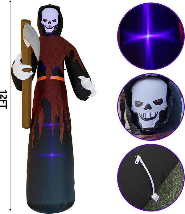 The Holiday Aisle® 12 Ft Halloween Inflatables Large Lighted Reaper